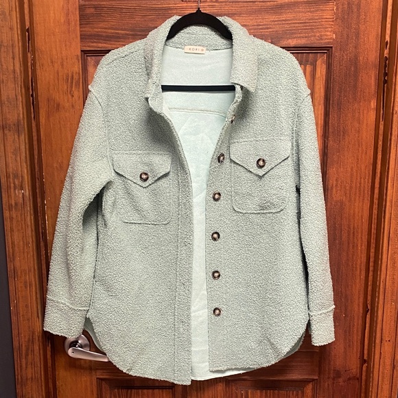 Kori | Jackets & Coats | Kori Soft Mint Teddy Bear Texture Jacket ...